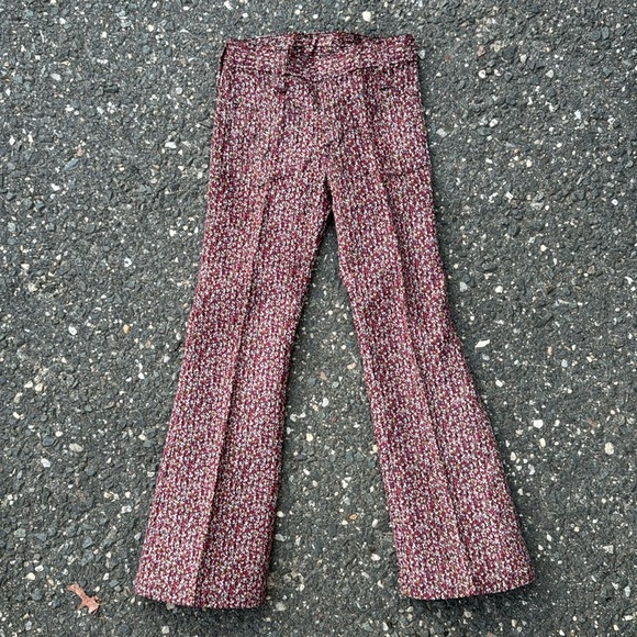 Pants & Jumpsuits | Vintage Heart Patterned Flare Leg Pants Red ...